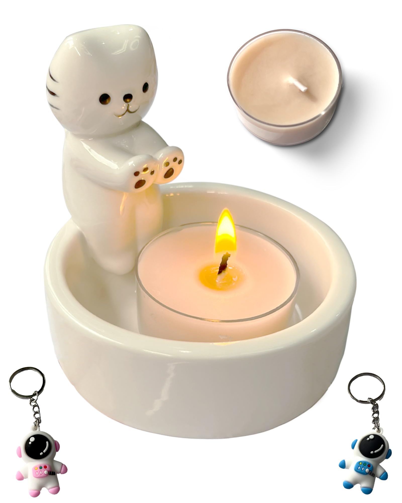 Amazon.com: Cat Candle Holder, Cute Cartoon Kitten Scented Candles ...