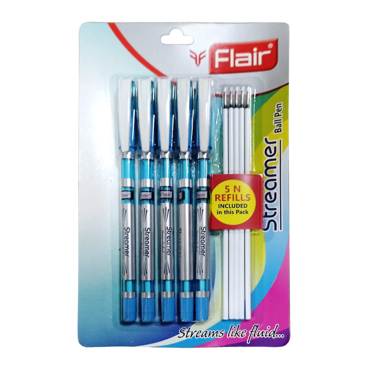 Flair Streamer Ball Pen Blister Pack | 0.7 mm Tip Size | 5 Pcs Refills ...