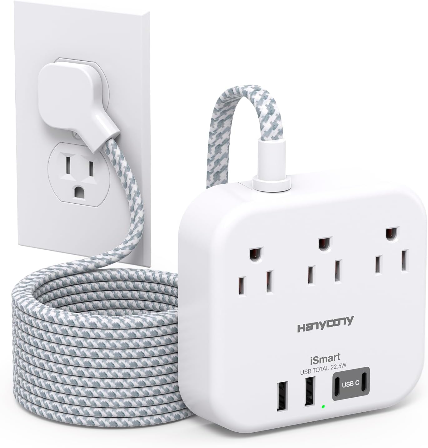 Amazon.com: Flat Extension Cord, 5Ft Travel Power Strip with 3 Outlets ...