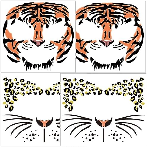 Amazon.com : 2-Sheet Leopard Temporary Face Tattoos and 2-Sheet Fake ...