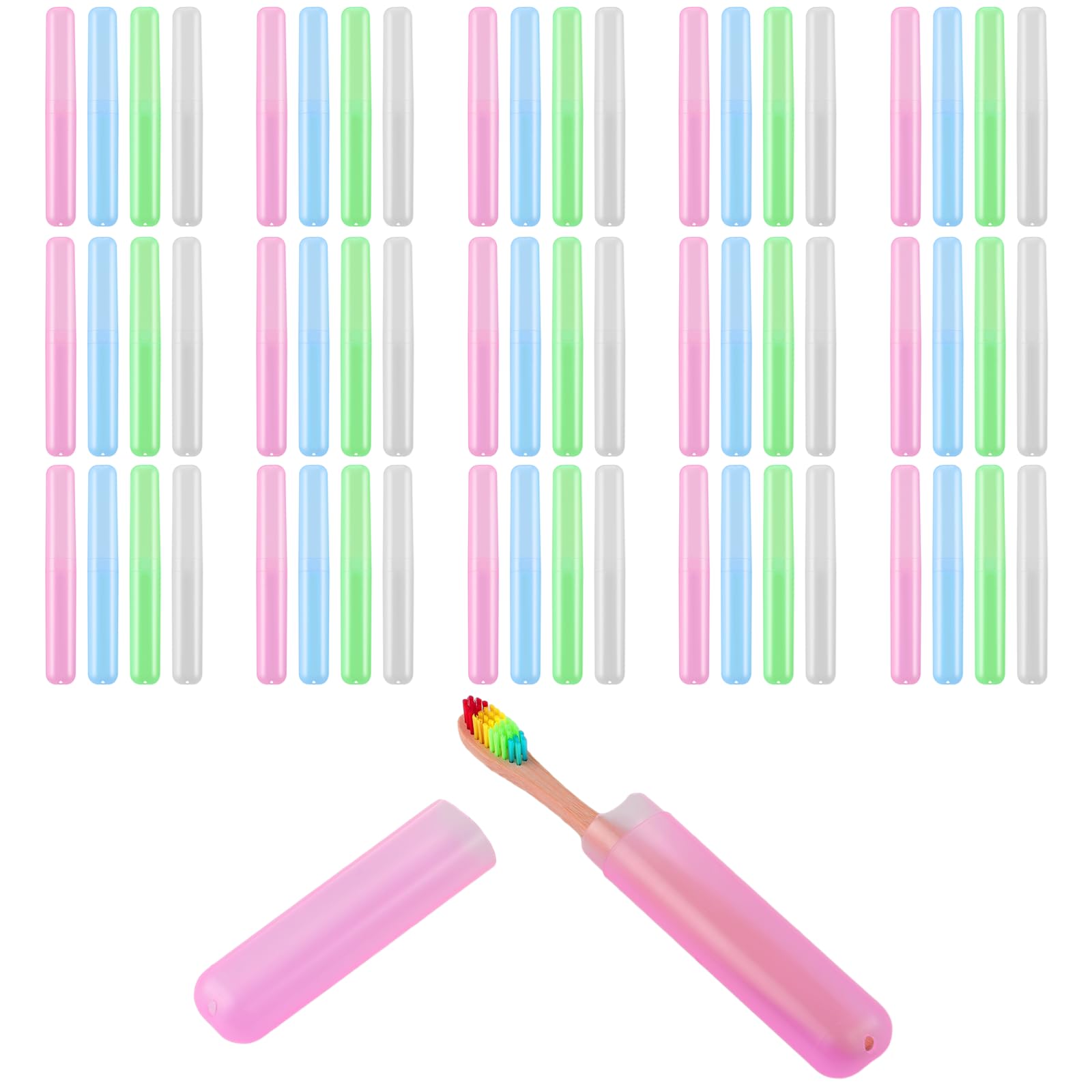 Amazon.com: Lnrueg 60PCS Portable Travel Toothbrush Holder Case ...