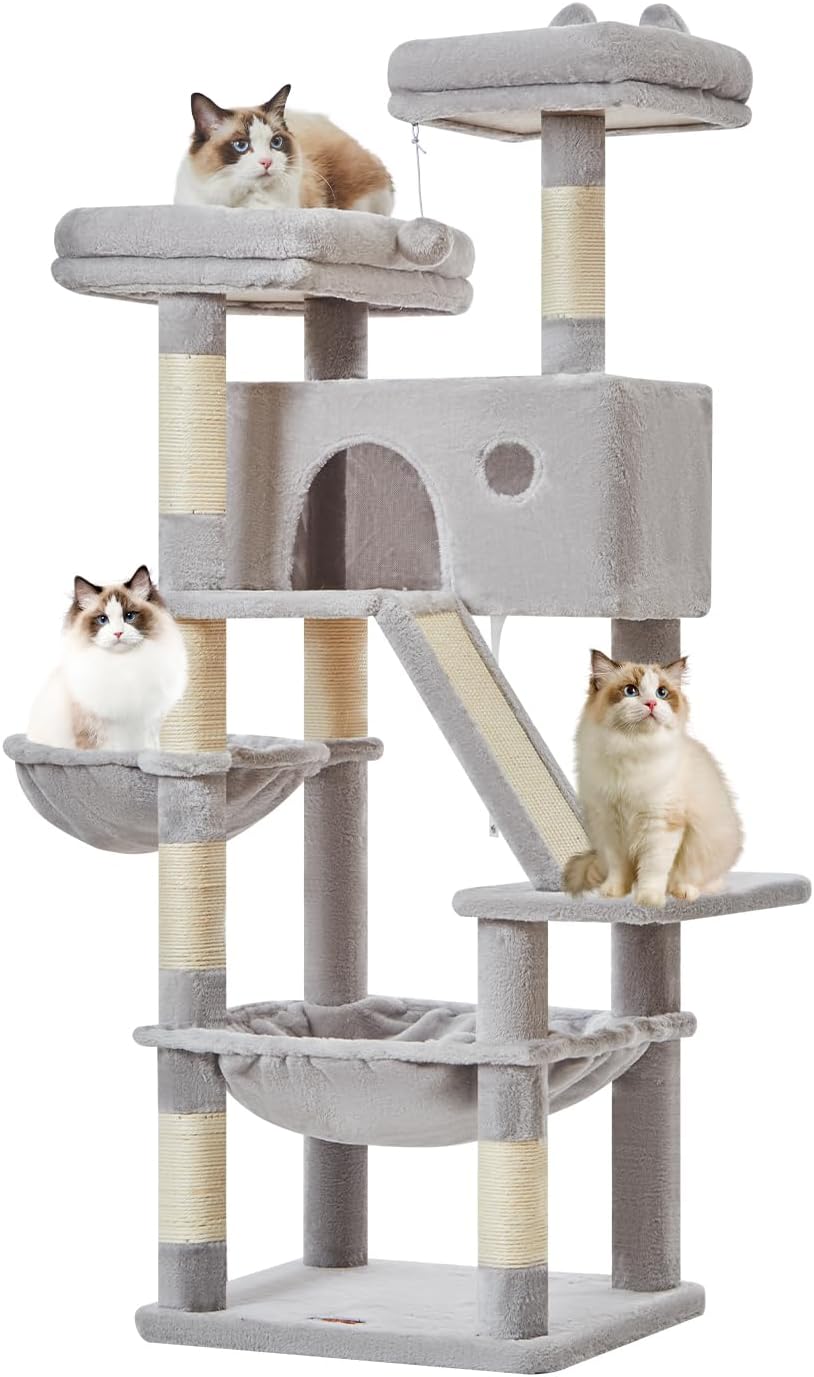 Amazon.com : Taoqimiao 57.5-Inch Cat Tree for Large Cats, Plush Multi ...