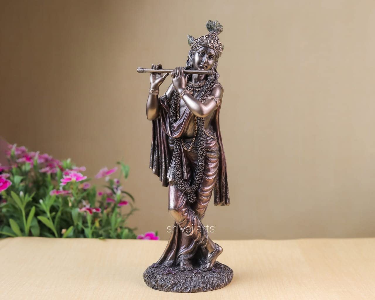 Buy Shivaji Arts Lord Krishna Statue in Bonded Bronze Brown Color 10 ...
