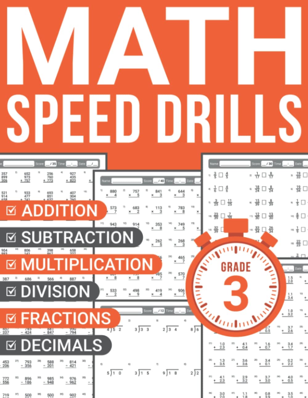 Math Speed Drills 3rd Grade: Math Activity Book for Kids Ages 8-10 ...