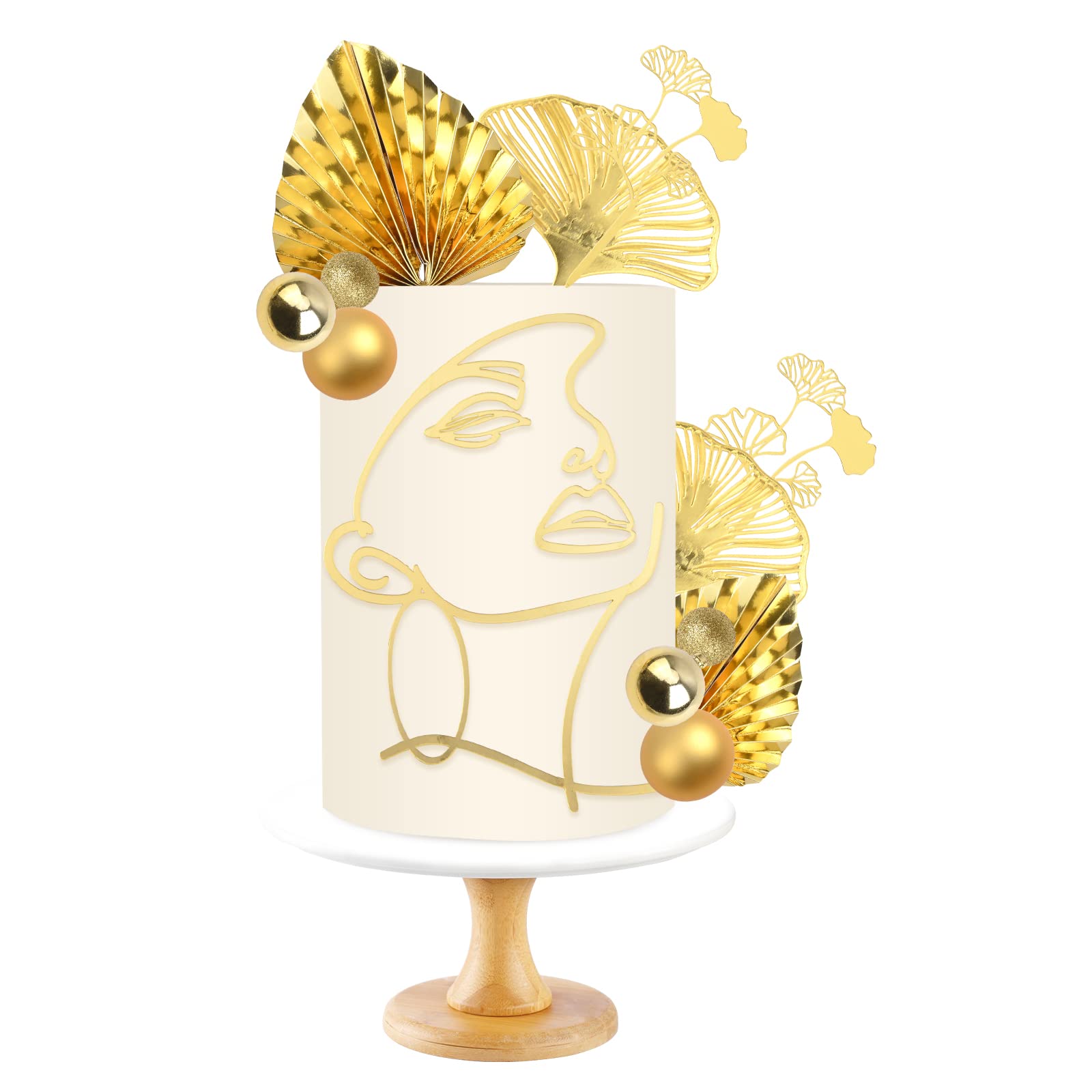 URROMA Boho Gold Birthday Cake Decoration, Boho Fan Cake Toppers Ball ...
