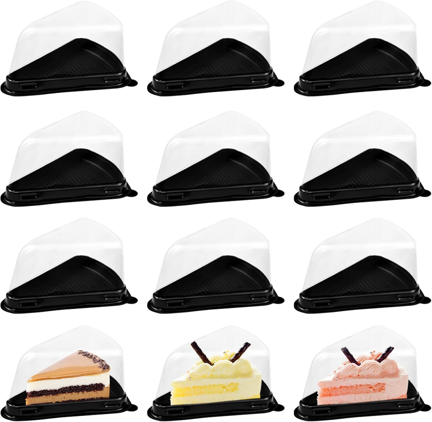 YAXIDAEVER 50pcs Cake Slice Pie Container Holder,Transparent Triangle ...
