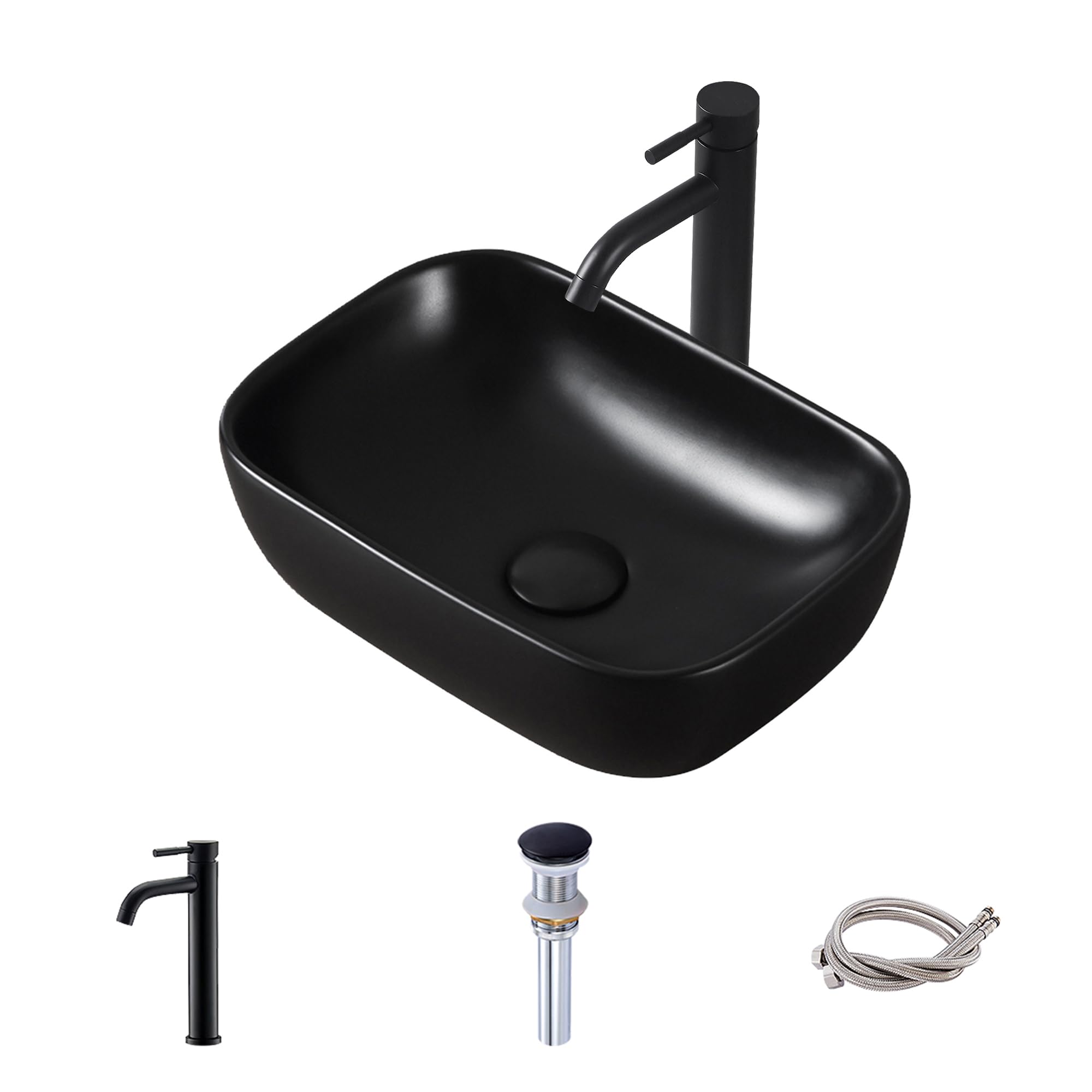 MAISINK Black Vessel Sink 14.5x10Inch Small Bathroom Sink Above Counter ...