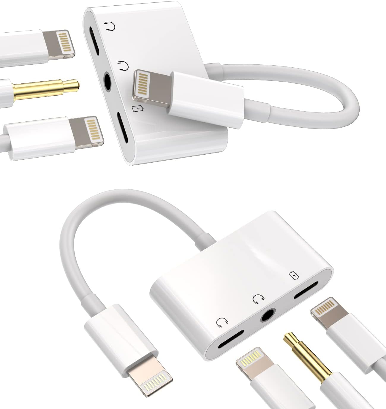 [Certificado Apple MFi] Paquete de 2 adaptadores Lightning a Jack de 3 ...