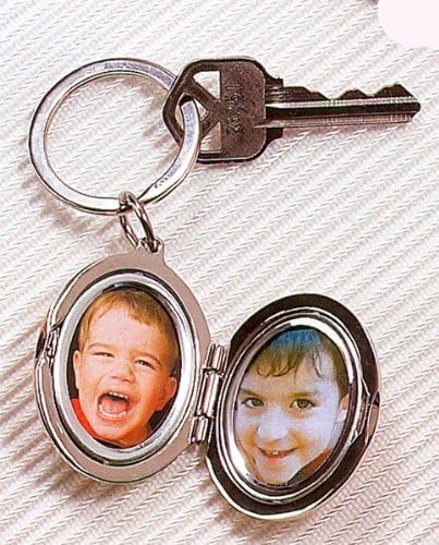 Amazon.com: Personalized Silver Oval Photo Locket Keychain Custom ...