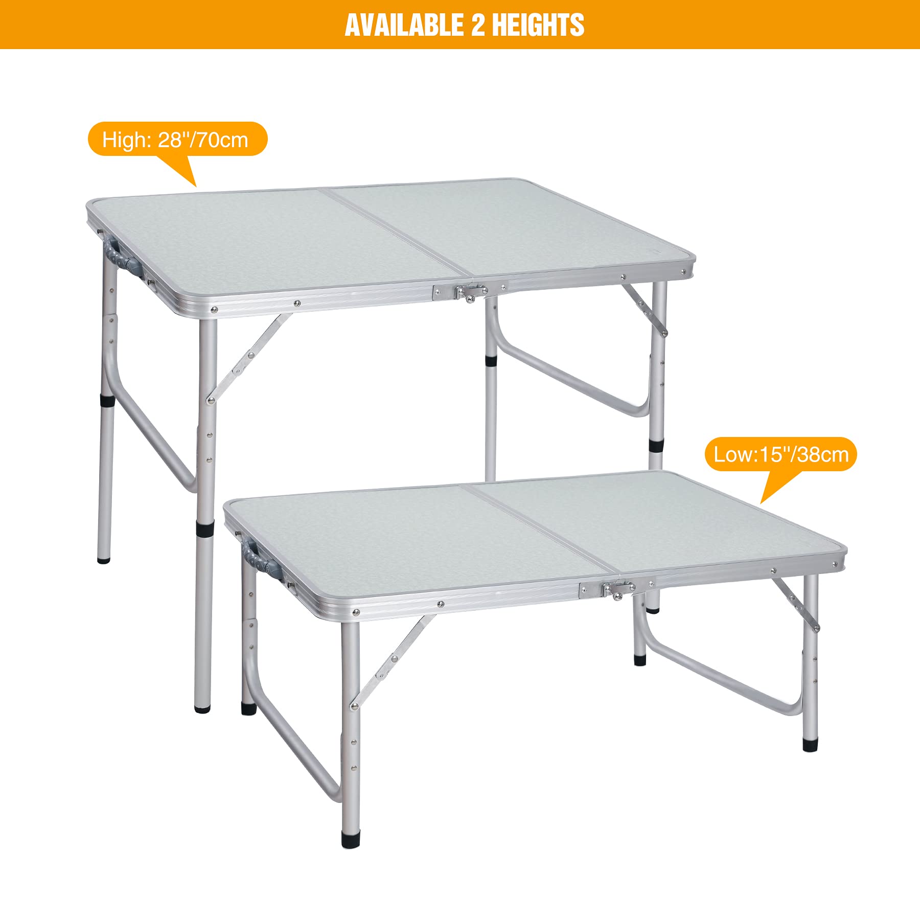 REDCAMP 3 Foot Aluminum Folding Table with Mesh Storage Organizer ...