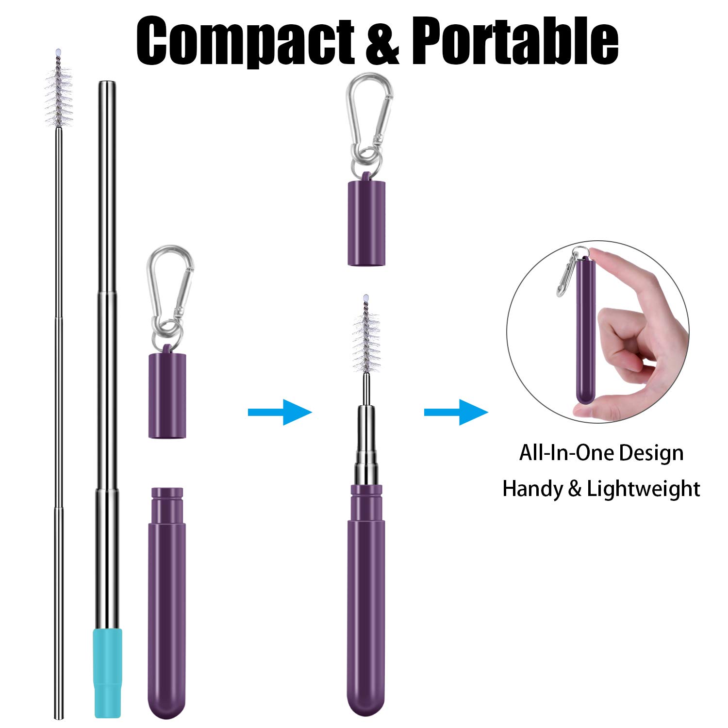 Snapklik.com : Metal Straws, Funbiz 3 Pack Reusable Collapsible ...