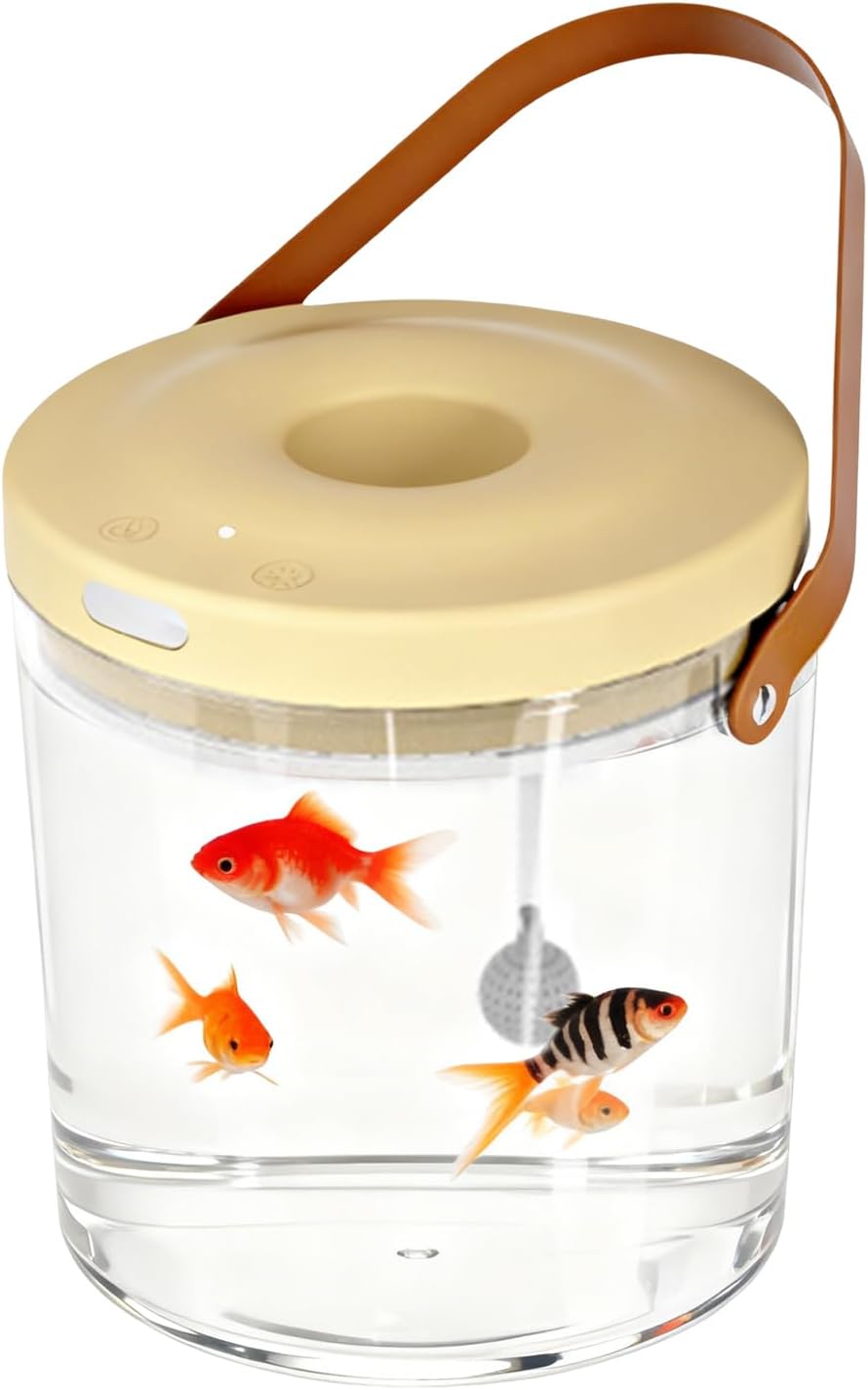 Travel Fish Tank - Clear PC Mini Aquarium with 2000mAh Rechargeable ...