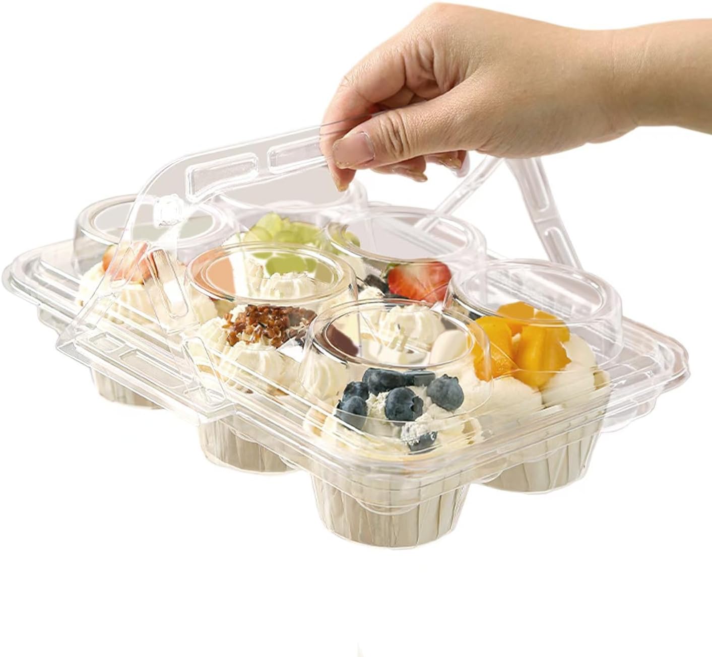 Amazon.com: Stock Your Home 6-Compartment Plastic Cupcake Containers ...