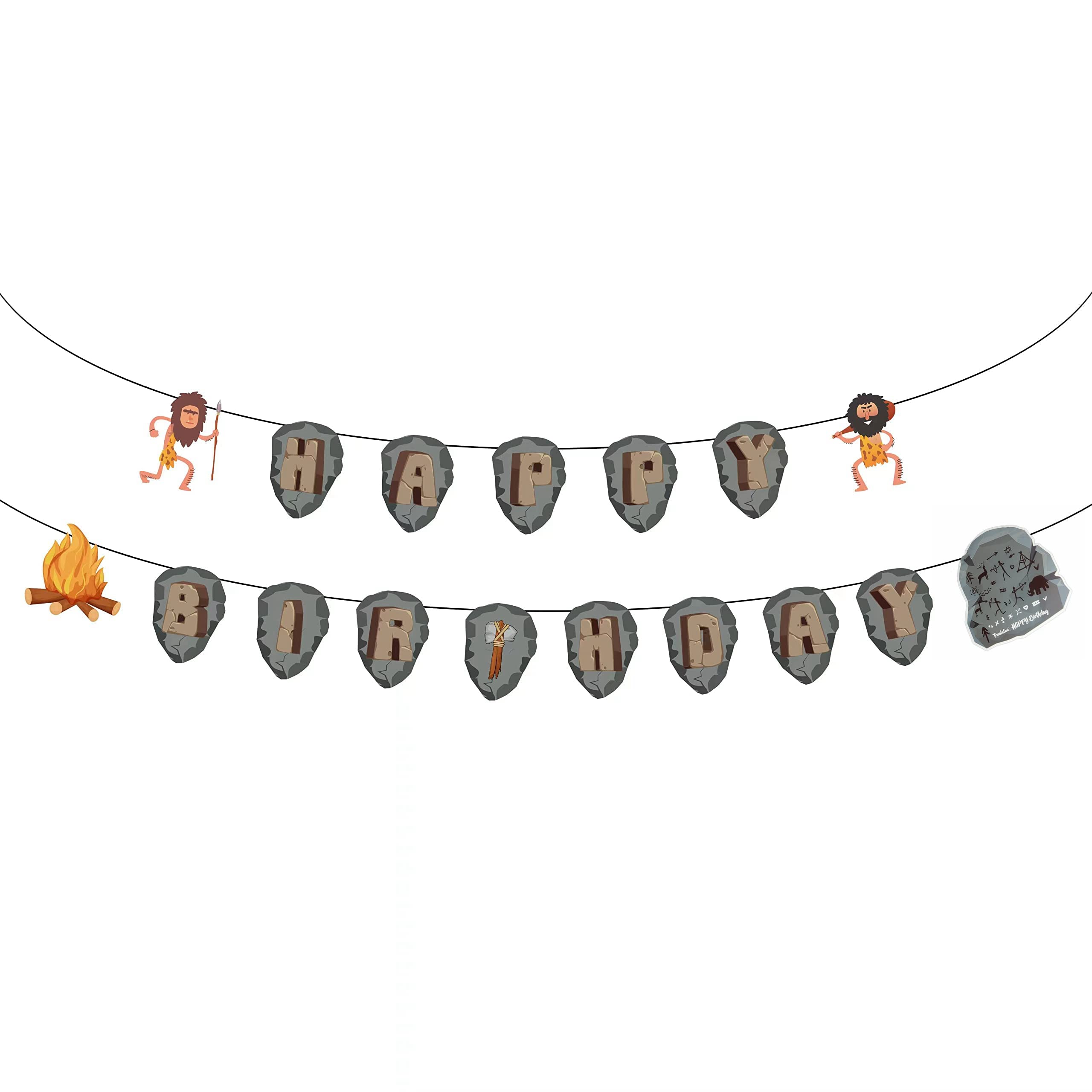 Buy Fun Caveman Themed Happy Birthday Banner Prehistoric Man Birthday ...