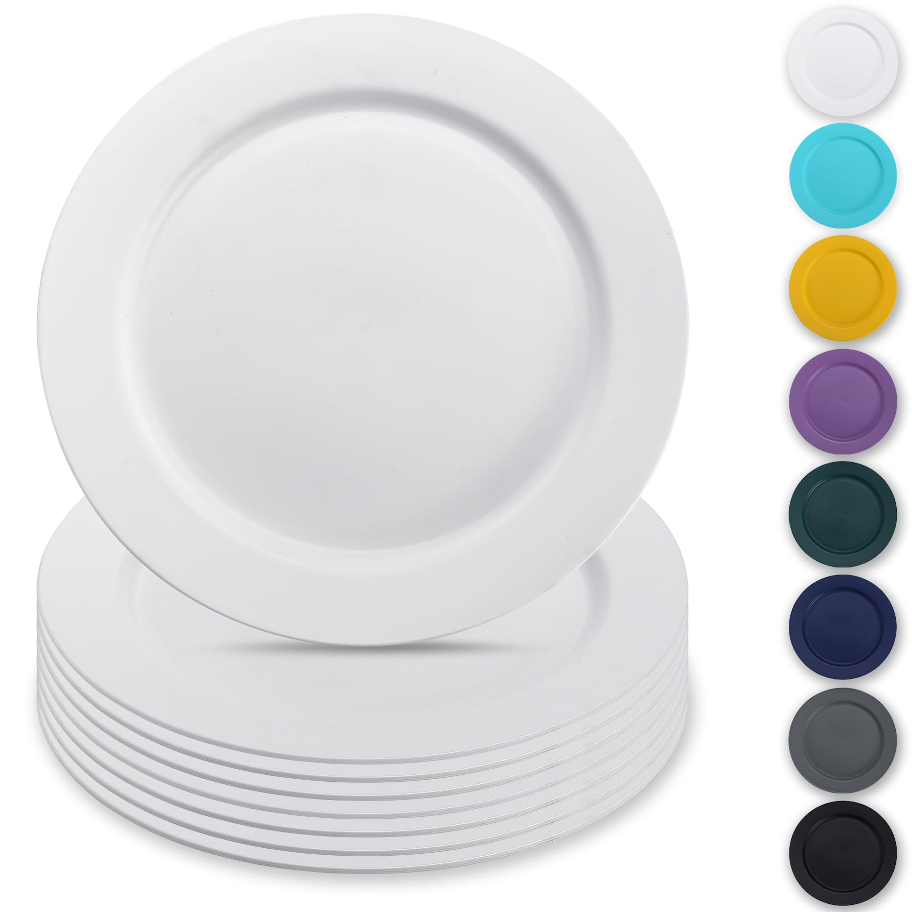 Berglander White Plastic Plates Set of 8 Pieces 25cm, Reusable Flat ...