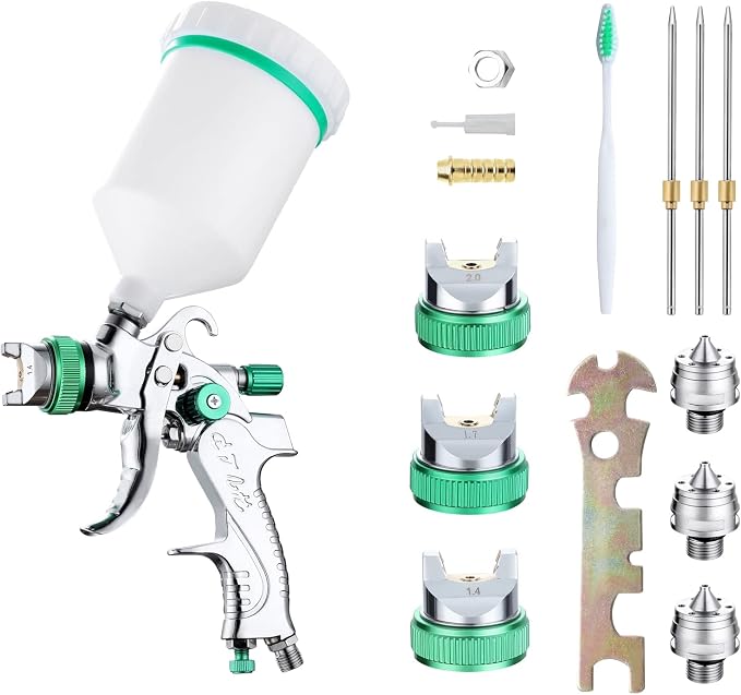 Amazon.com : Y-KINZ Paint Sprayer HVLP Spray Gun Set Automotive Spray ...