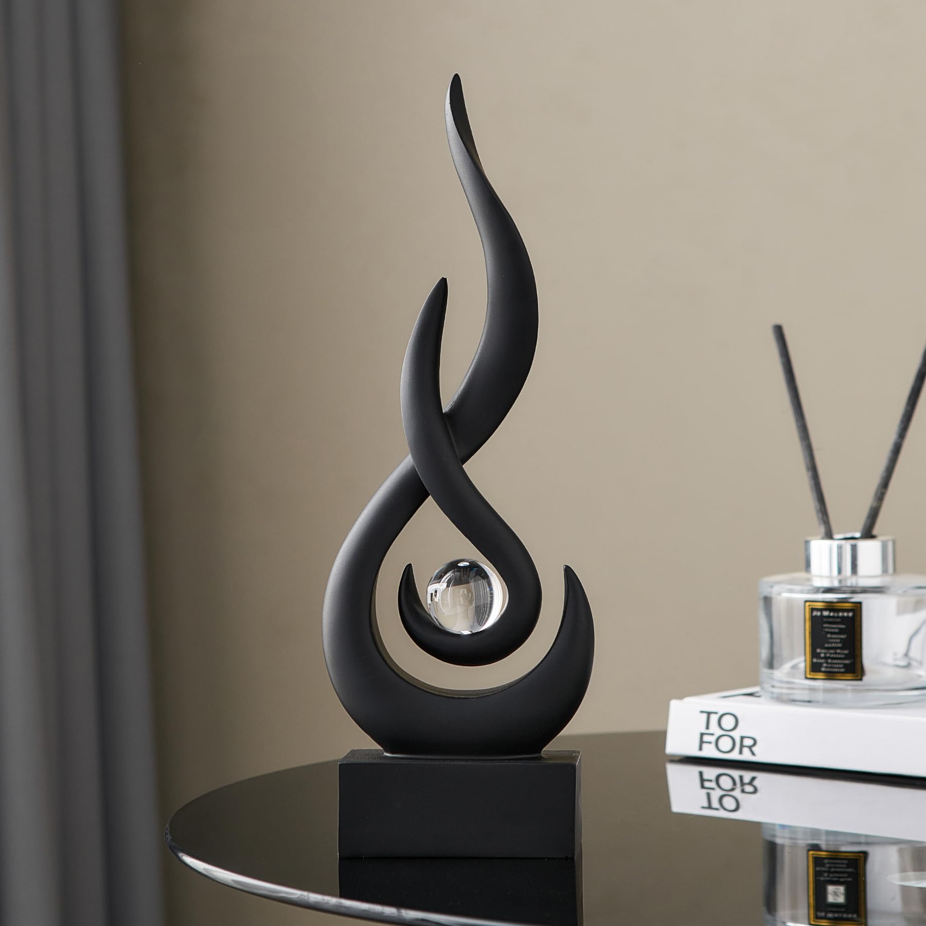 Amazon.com: FJSPERM Black Flame Statue Decor for Living Room, Modern ...