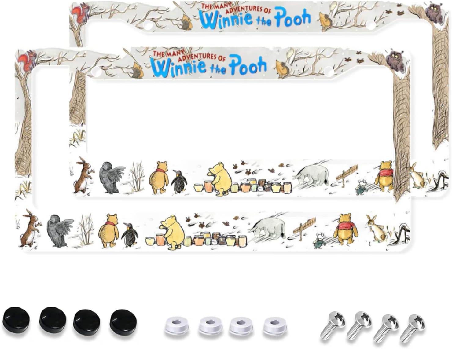 Amazon.com: Cute Cartoon Bear License Plate Frames 2PCS Classic License ...