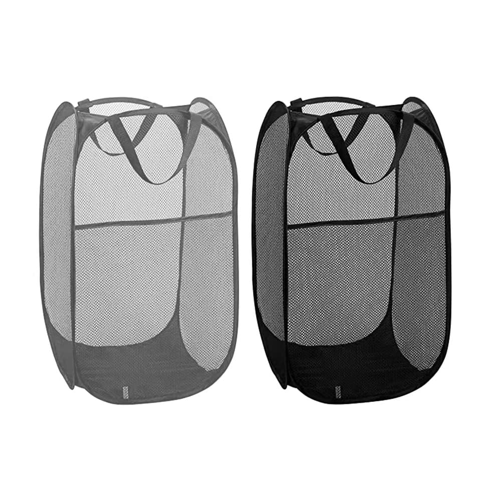 2 Pack Pop Up Collapsible Laundry Baskets, Foldable Mesh Popup Laundry ...