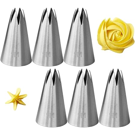 Amazon.com: 1M Open Star Piping Tip,1M Icing tip for Cake Decorating,6 ...
