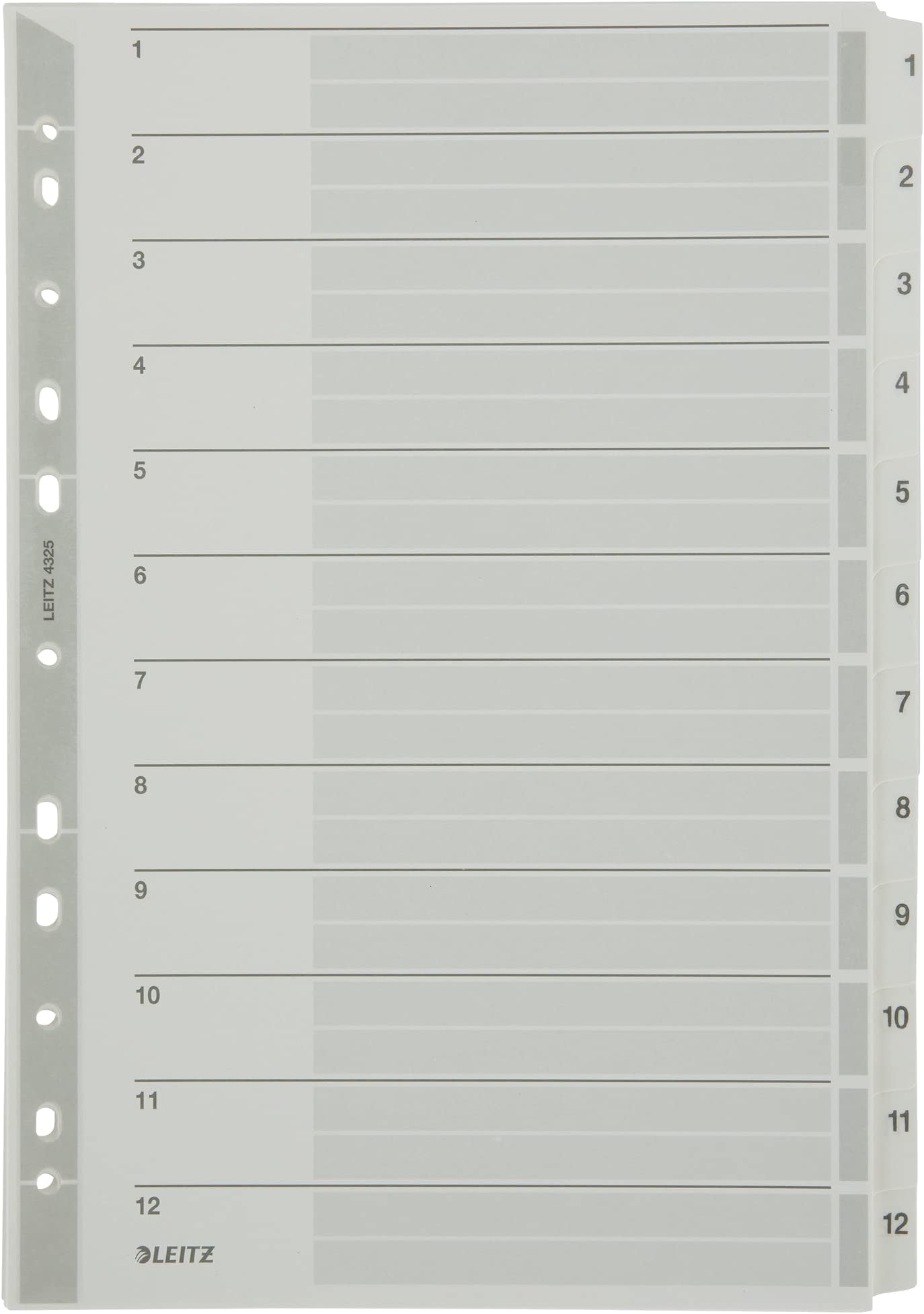 Leitz Register für A4, Deckblatt und 12 Trennblätter, Taben mit ...