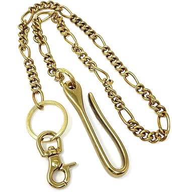 Amazon.co.jp: [H.N.Z] メンズ ウォレットチェーン 真鍮 財布チェーン キーチェーン ゴールド hzwc-017 : ファッション