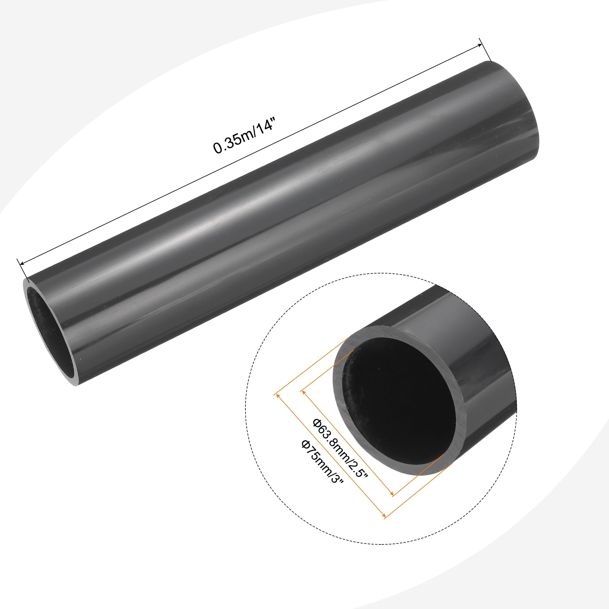 Snapklik.com : MECCANIXITY PVC Rigid Tube Round Pipe Hardware Tubing 63.8mm