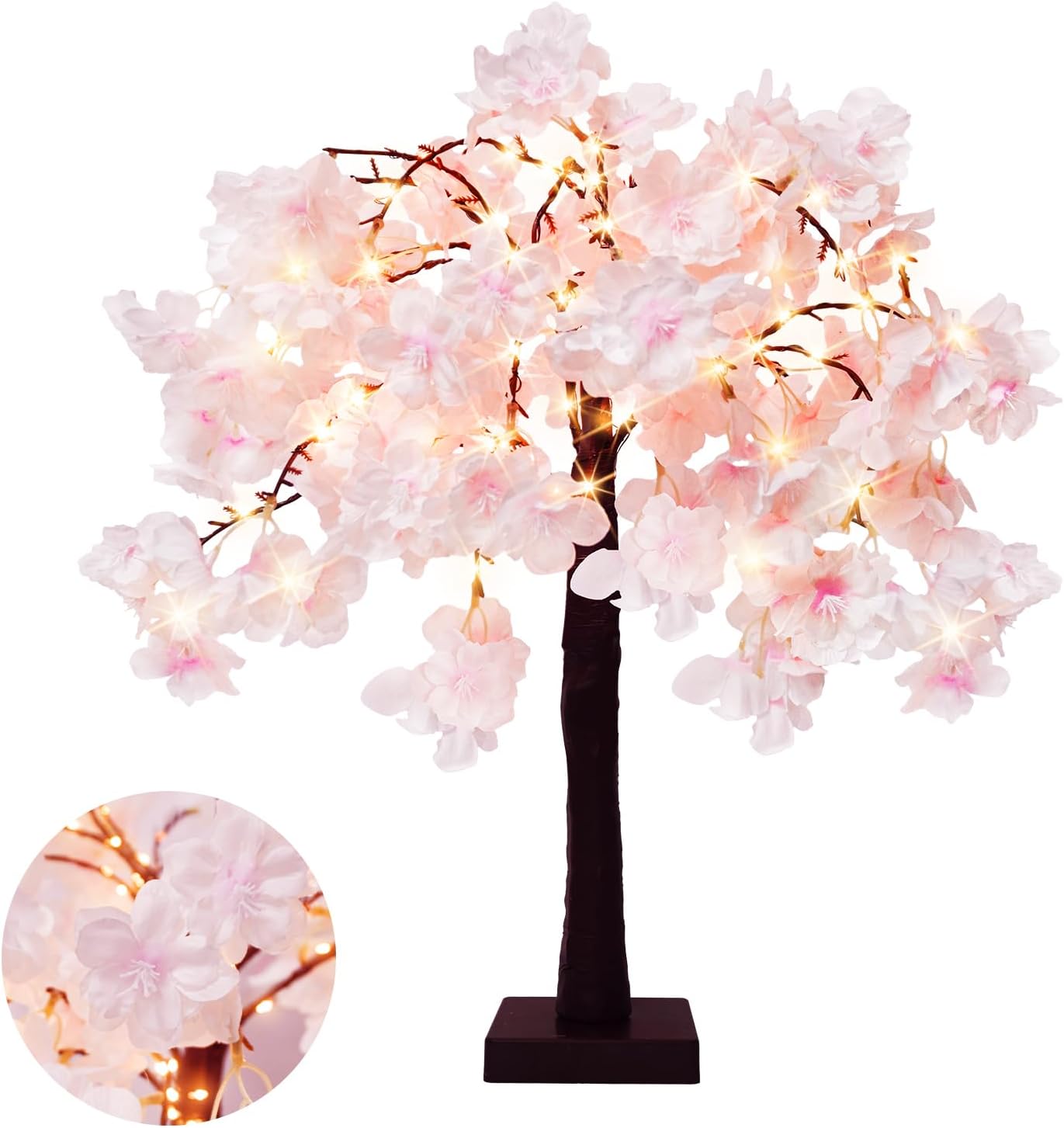 Amazon.com: obbsie 24 Inch Lighted Cherry Blossom Tree with 24 Fairy ...