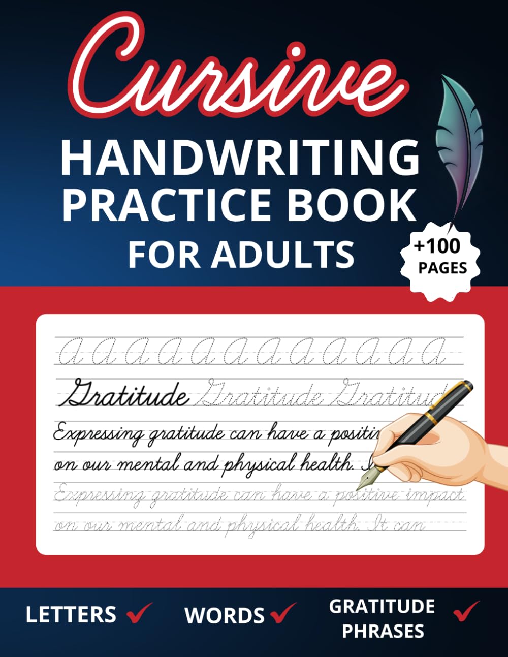 Cursive Handwriting Practice Book For Adults: Pages To Write in Cursive ...