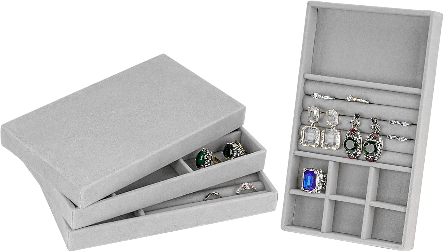 Amazon.com: ChiiGe Set of 4 Stackable Jewelry Organizer Trays for ...