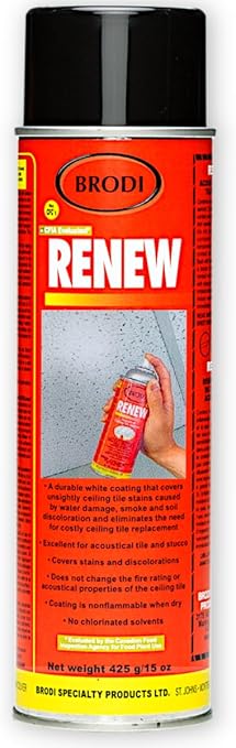 Renew Ceiling Tile Spray Paint, Commercial-Grade, Conceals Water & Smoke Stains, Fire-Retardant ...