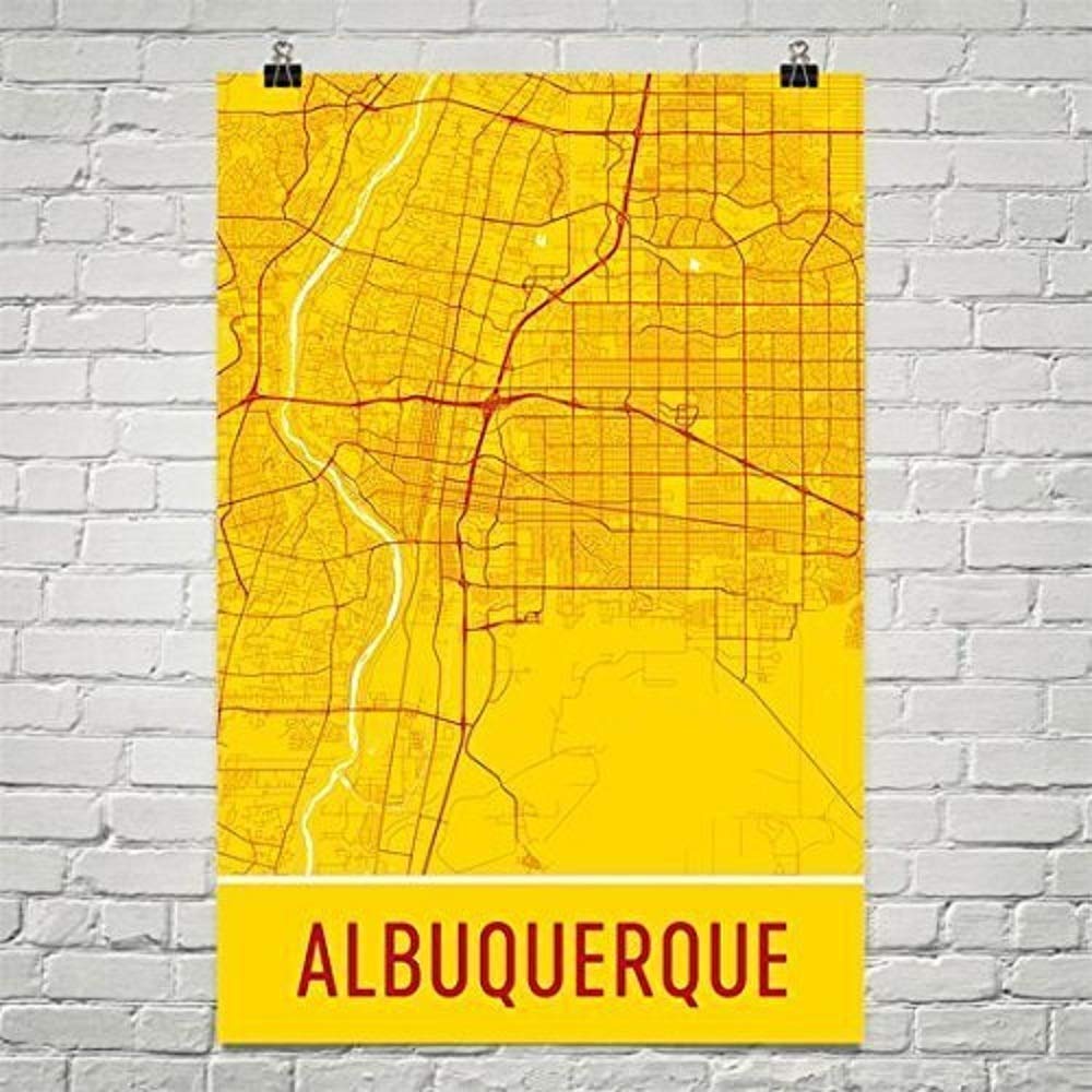 Printable Map Of Albuquerque Nm Albuquerque Map Wall Art Print Poster,