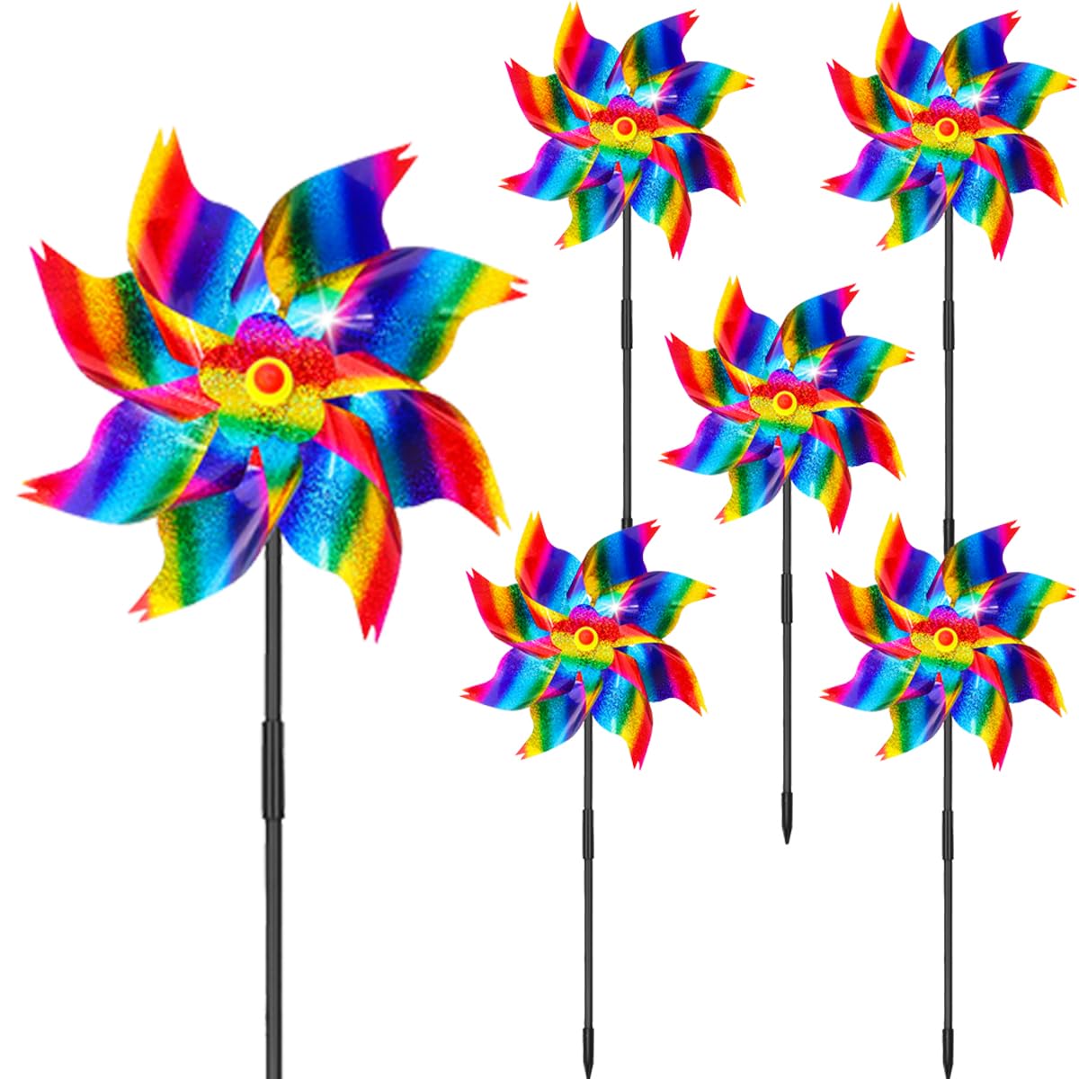 Amazon.com: 6Pcs Sparkly Pinwheels for Yard and Garden, Reflective ...