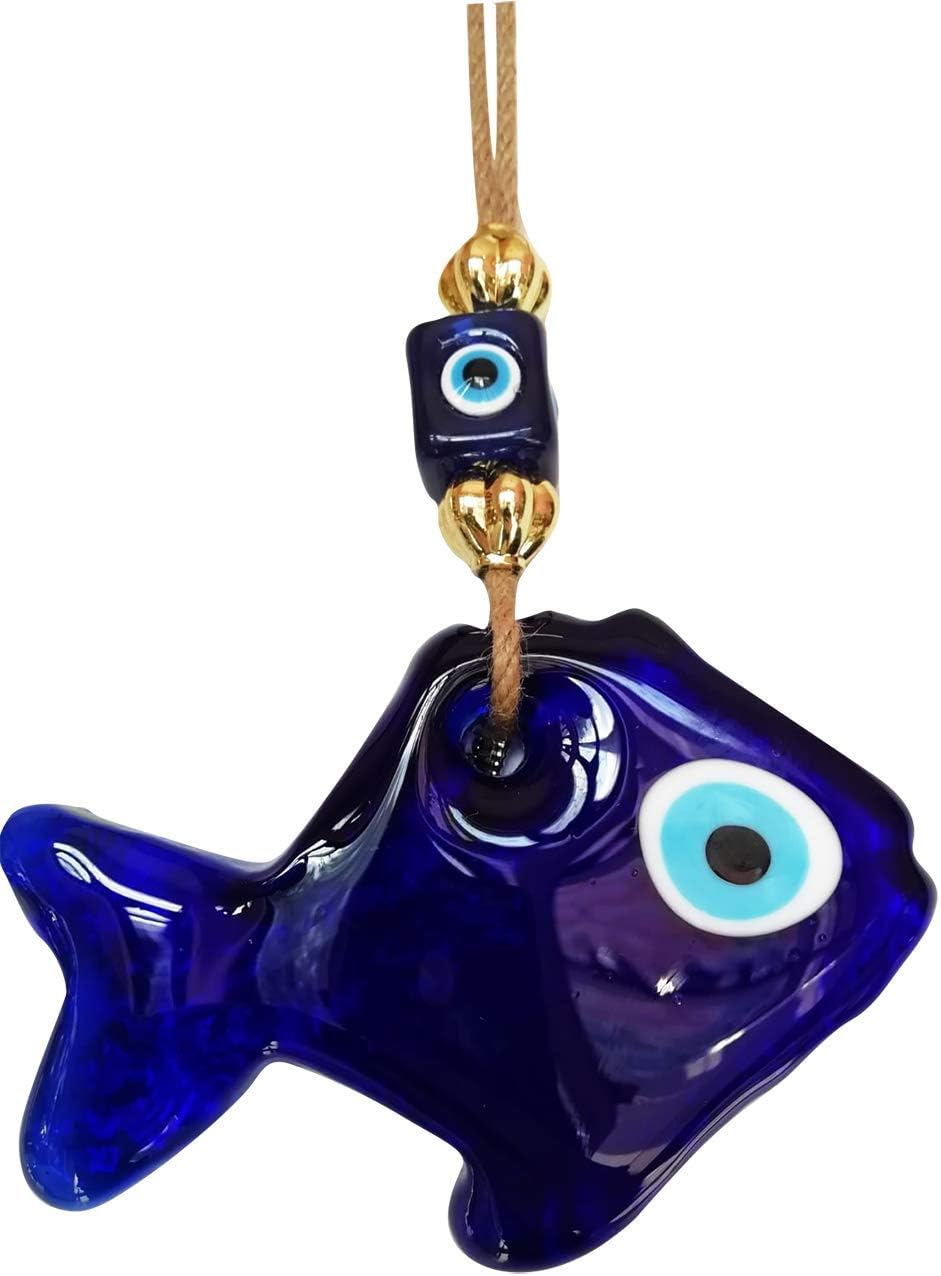 Amazon.com: Glass Turkish Blue Evil Eye Wall Hanging Decor, Good Luck ...