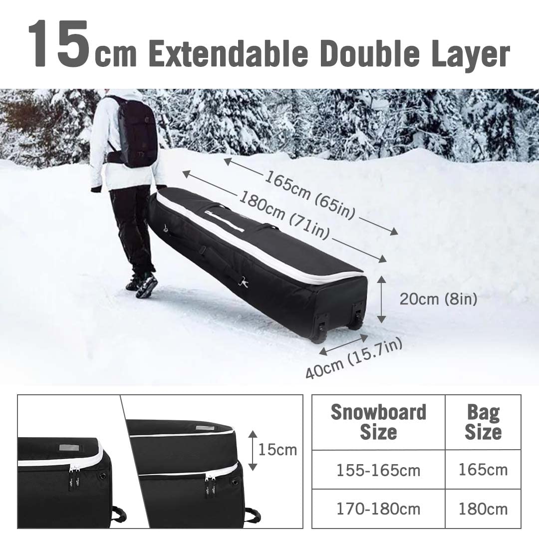 Affordura Snowboard Bag Fits 2-Piece Ski and Boot Bag Padded Ski Bag ...