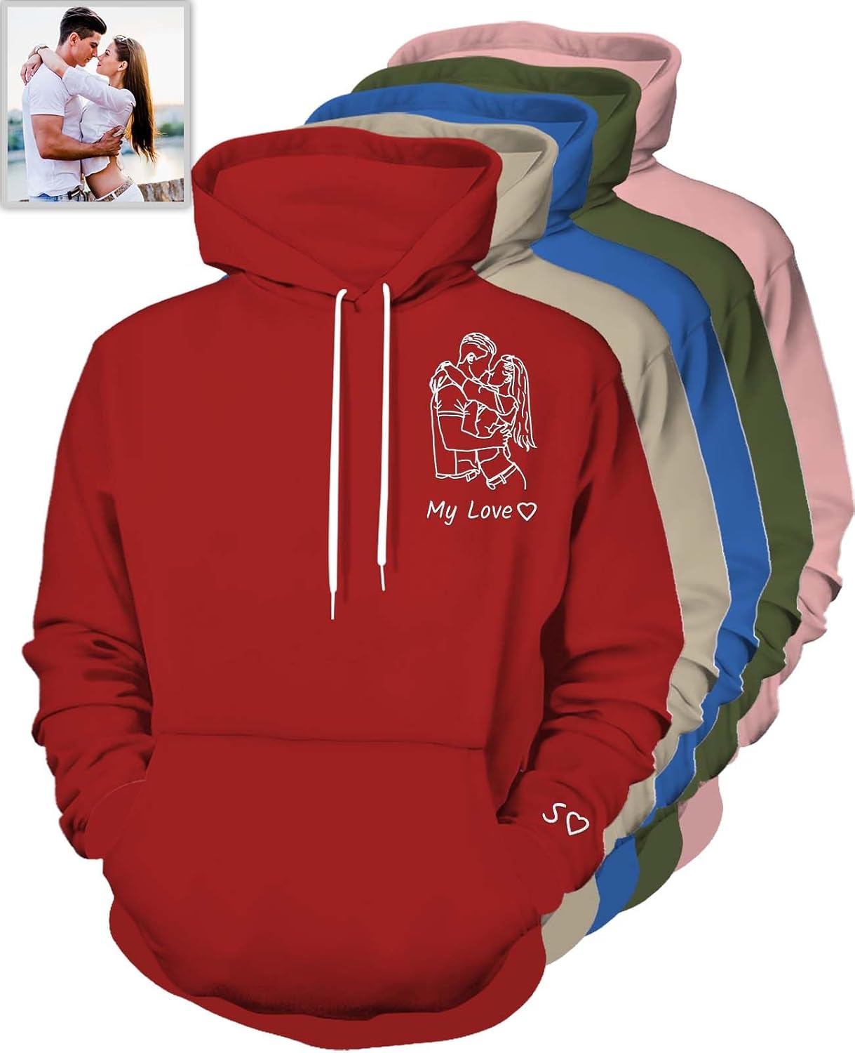 Amazon.com: Custom Picture Hoodies Customized Sweatshirt Outline Photo ...