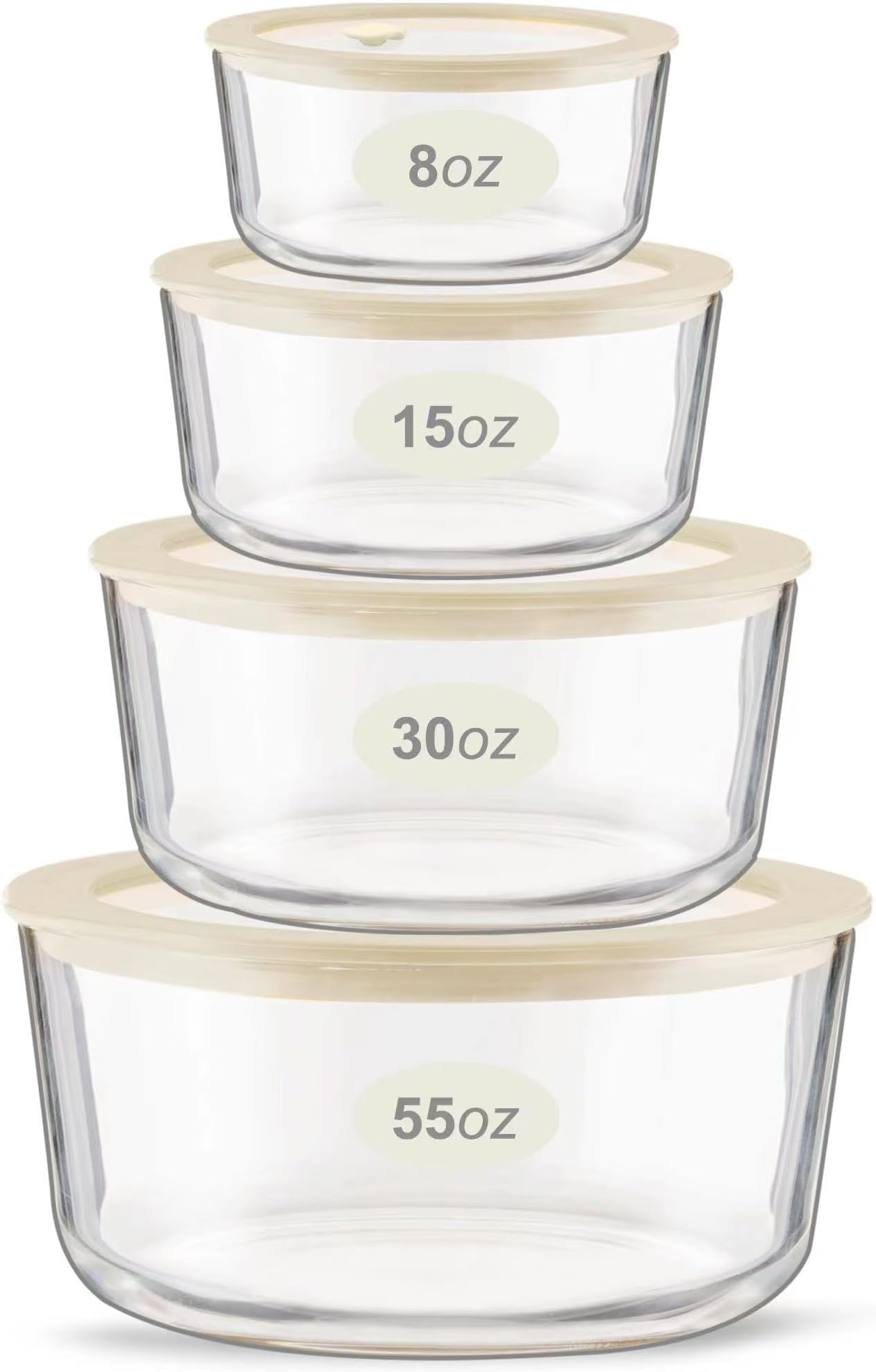 Amazon.com: 4 Pack Glass Food Storage Containers with Eco-Friendly ...