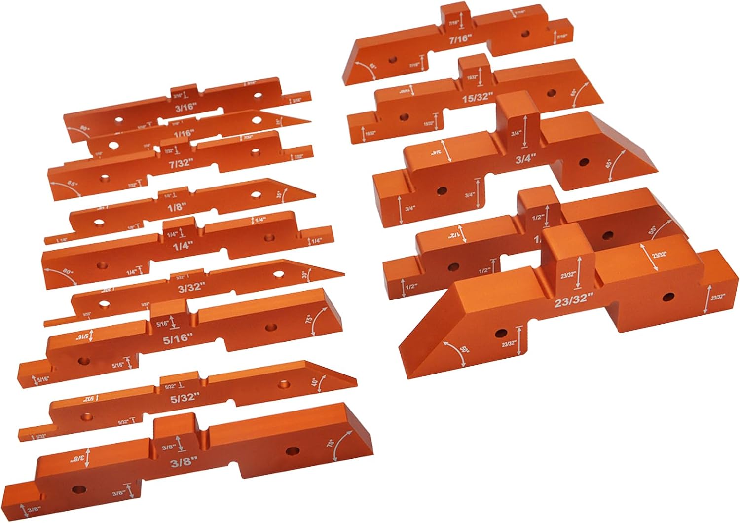 Zhenx Set Block Woodworking 14pcs Aluminum Set Block Measuring Kit for ...