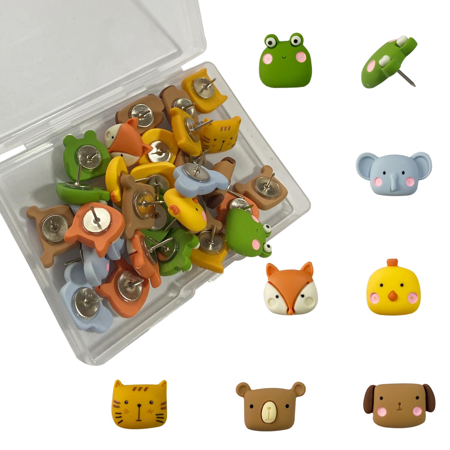 Amazon.com: 30 Pcs Animal Push Pins Cute Push Pins Photo Wall Map Cork ...