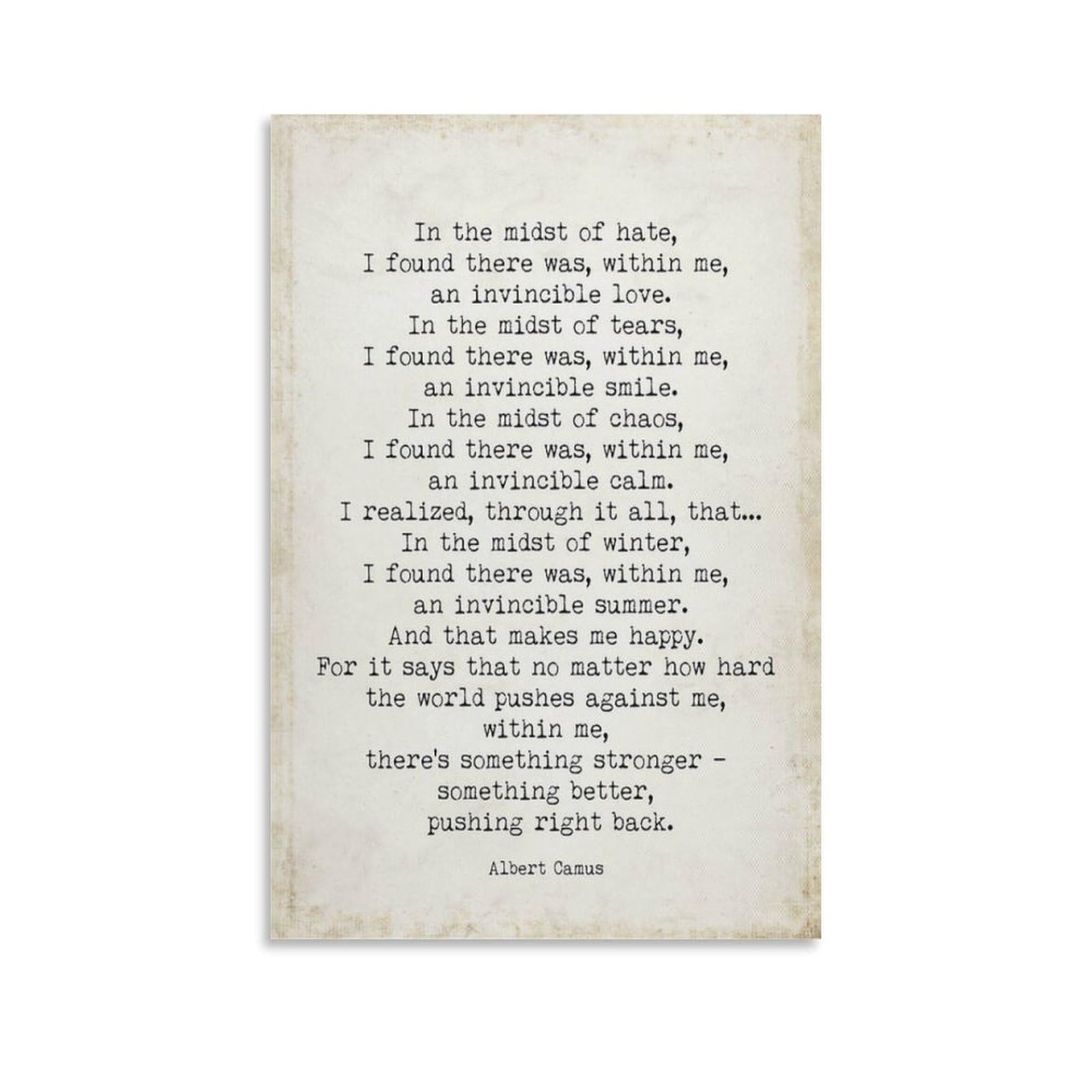 Camus Culture Quotes Invincible Summer Poetry Poster Albert Camus