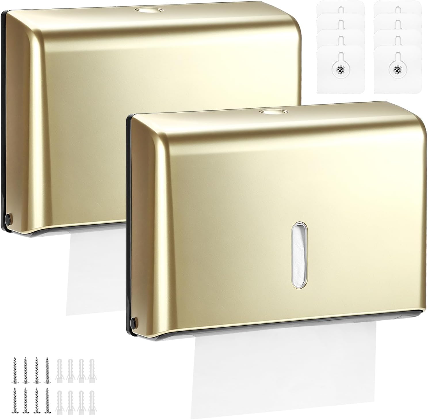 Amazon.com: QWORK Paper Towel Dispenser Wall Mount, 2 Pack Gold Painted ...