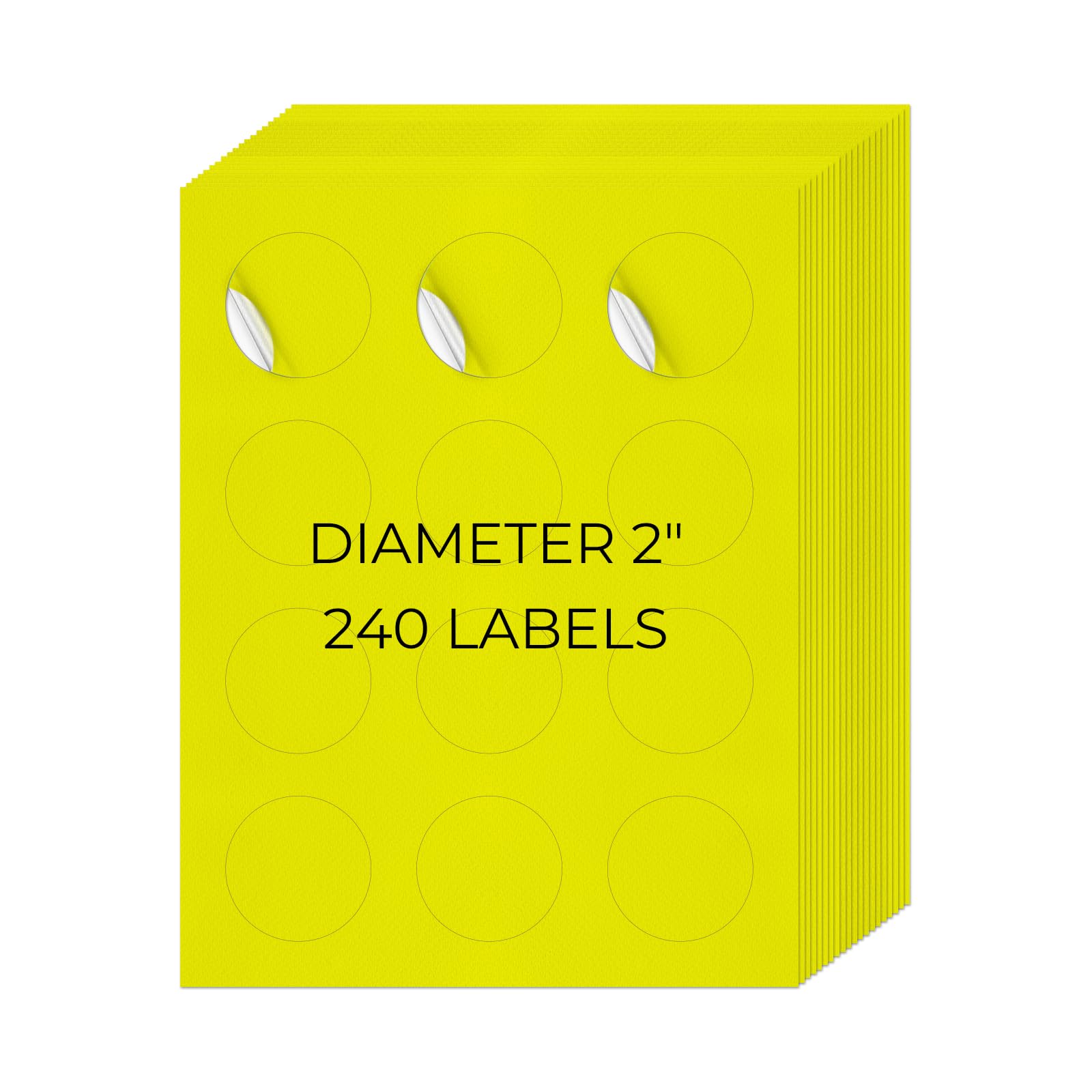 Amazon.com : YIKIADA Neon Yellow Printable Round Labels 2 Inch Self ...