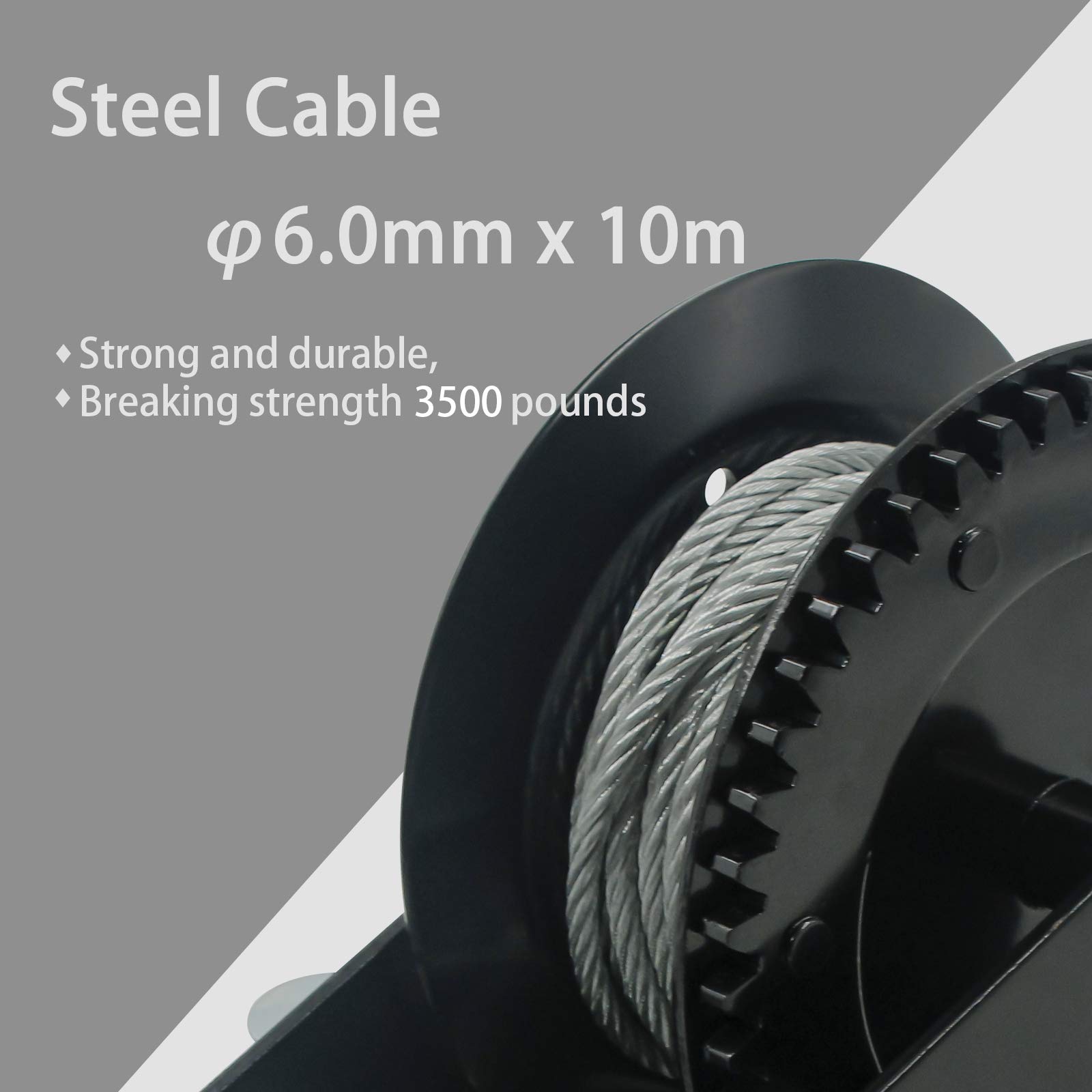 TYT 3500lbs Boat Trailer Winch with 32ft Steel Cable, Heavy Duty Hook ...