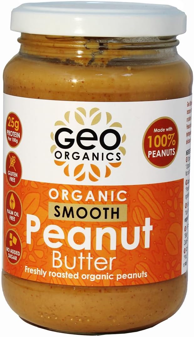 Geo Organics Smooth Peanut Butter 350g Jar (1pk) -Made with 100% ...