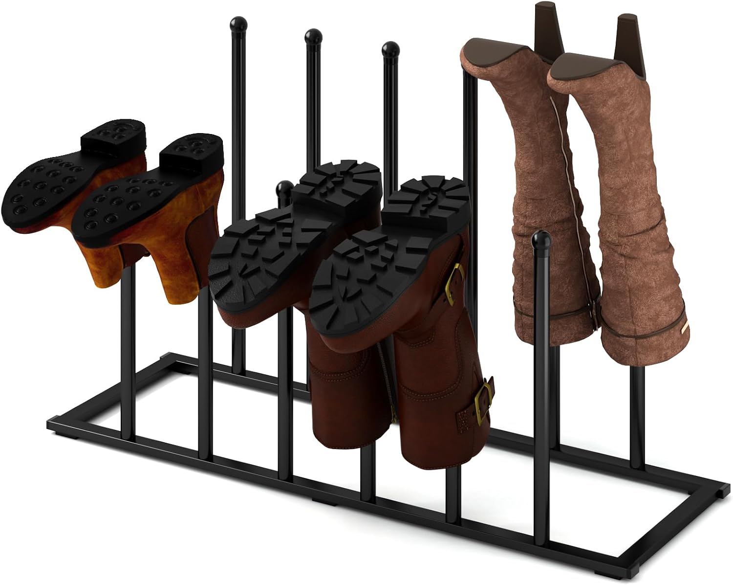 Amazon.com: Haiice Black Metal Boot Rack for 6 Pairs Boots, Invertered ...