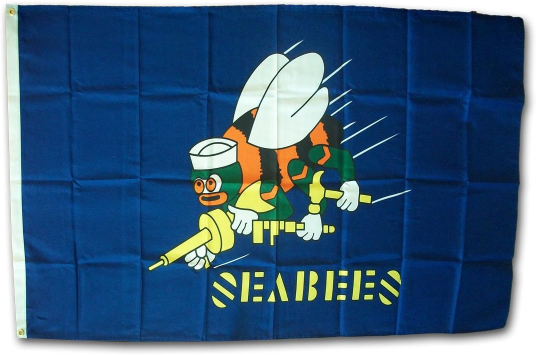 Amazon.com : Seabees (Blue) - 3 ft x 5 ft Polyester Military Flag ...