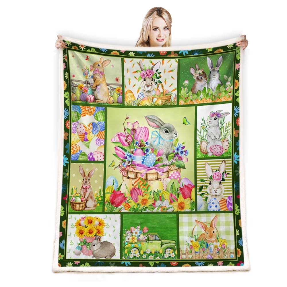 Amazon.com: Juirnost Easter Bunny Blanket Spring Easter Spring Throw ...