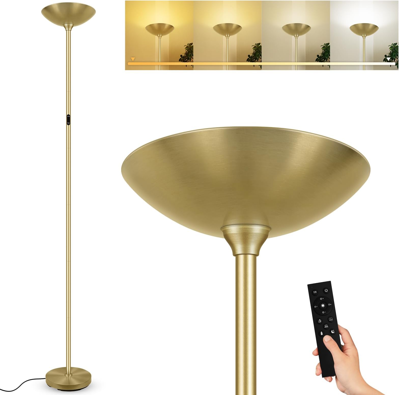 Stepless Dimmable Floor Lamp,30W 3000LM Super Bright LED Torchiere ...