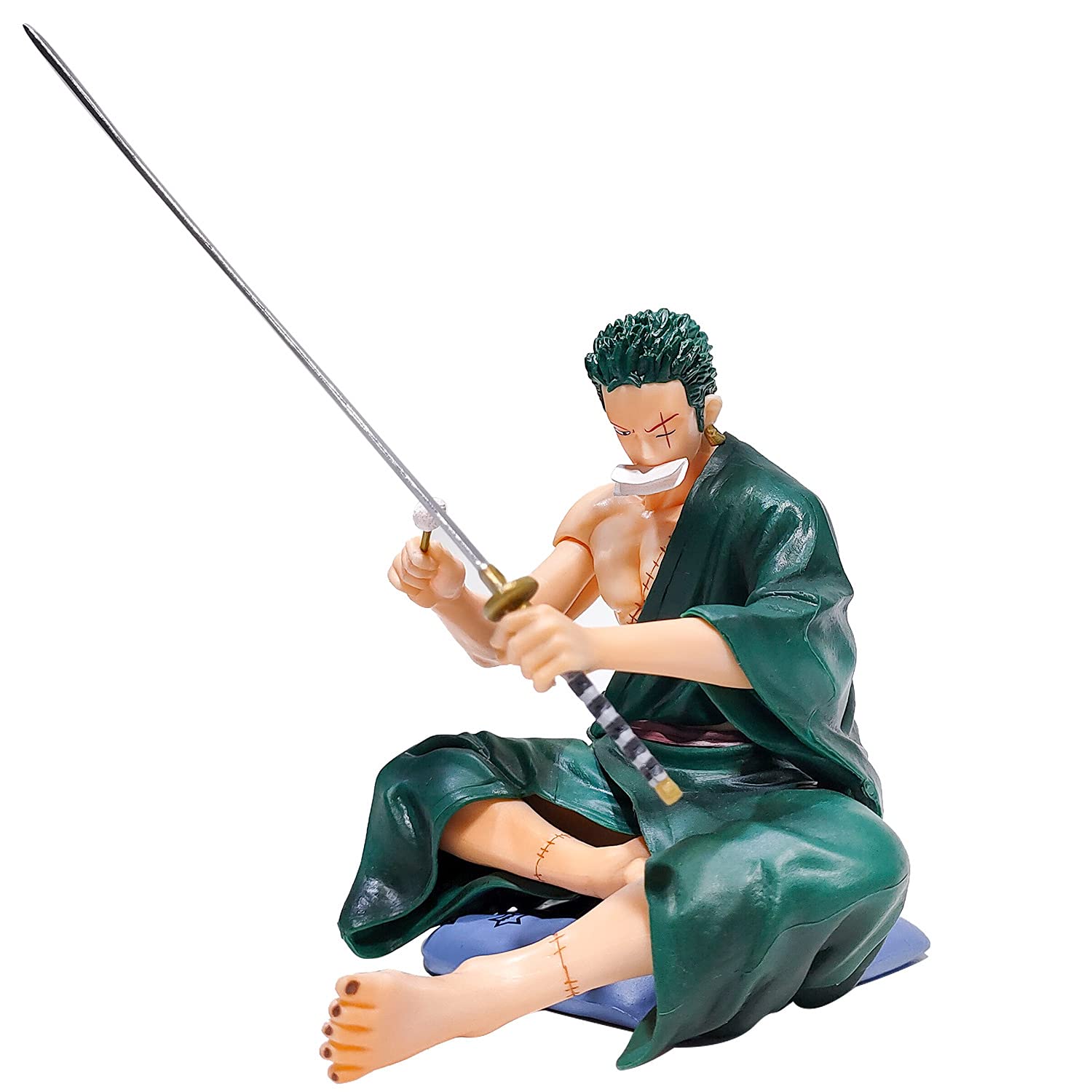 Buy One Piece Roronoa Zoro three Blade Sitting posture Model Anime ...