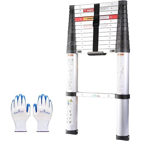 Telescoping Ladder 12.5FT - Aluminum Extension Ladder With One-Button ...